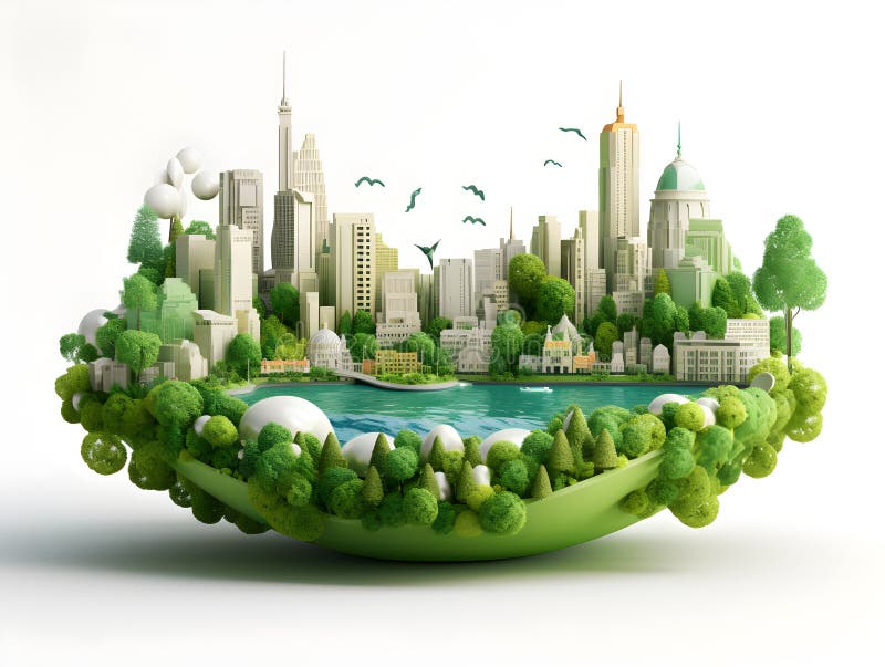 Global Environment Concept with People and Cities Stock Image - Image ...