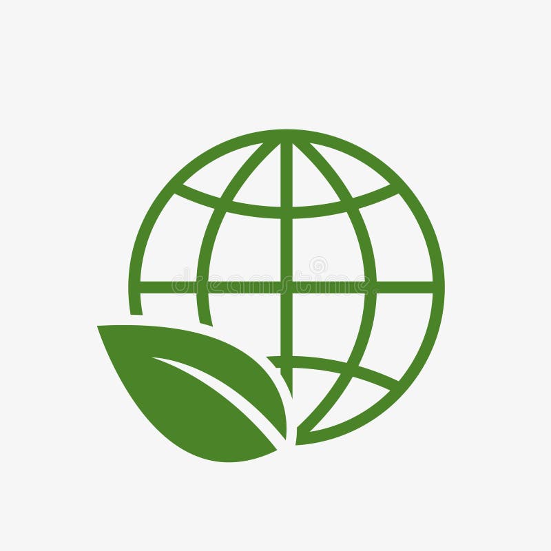 Global Environment Icon. Environmental and Eco Symbol. Leaf and Globe ...
