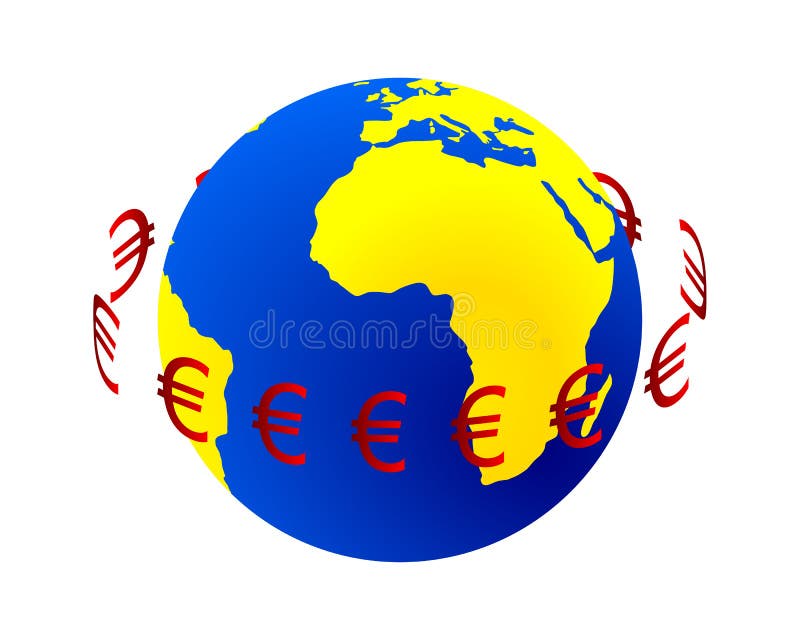 Global Euro stock vector. Illustration of yellow, earth - 95339213