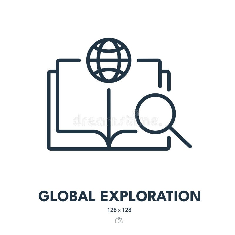Global Exploration Icon. Explore, Globe, World. Editable Stroke. Vector ... Global Exploration Icon. Explore, Globe, World. Editable Stroke. Vector ...