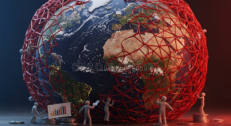 Global Finance Model with Miniature Figures and Graph Stock ...