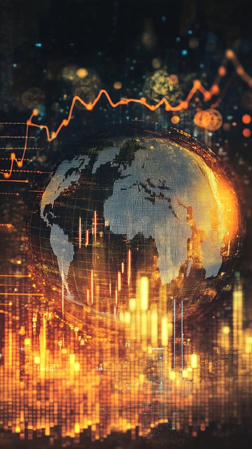 Global Financial Data Visualization with Earth and Graphs Concept Stock ...