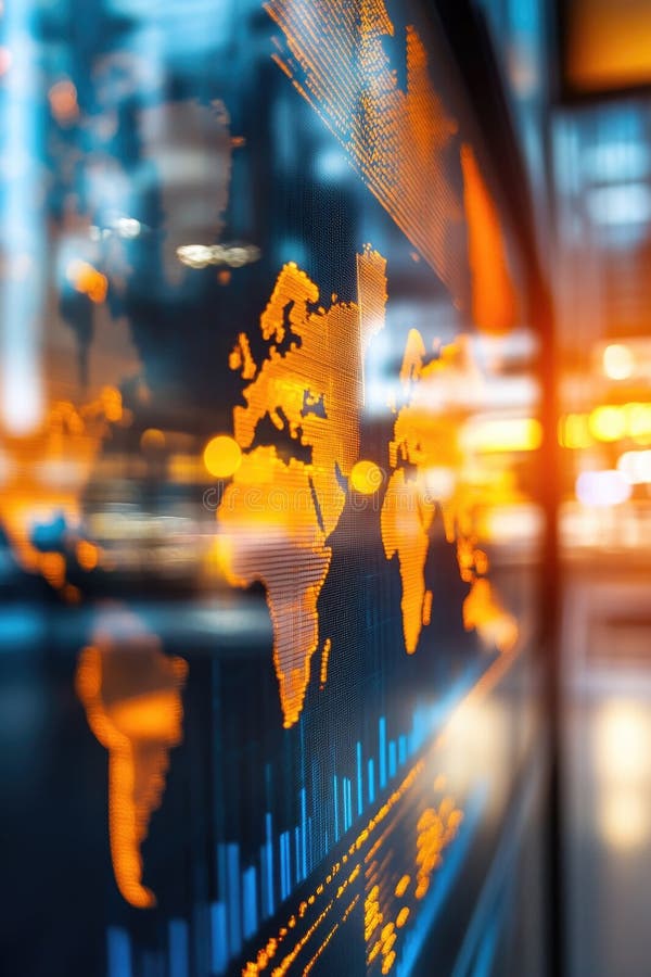 Global Financial Data Visualization with World Map and Digital Charts Stock Illustration ...