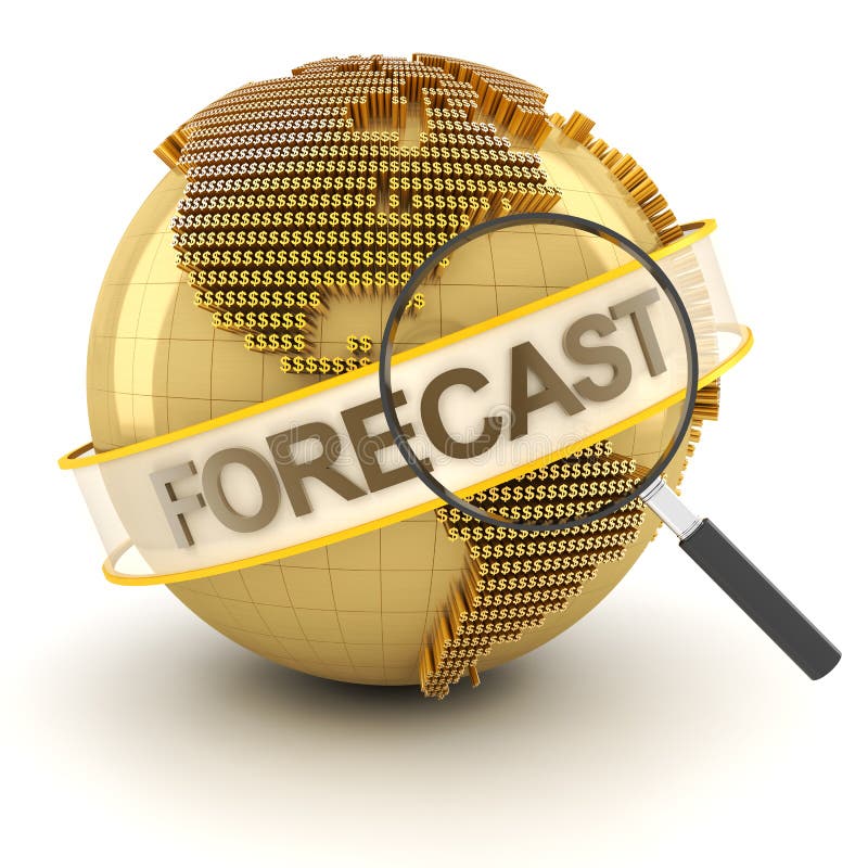 Global Financial Forecast Symbol with Globe, 3d Stock Illustration ...
