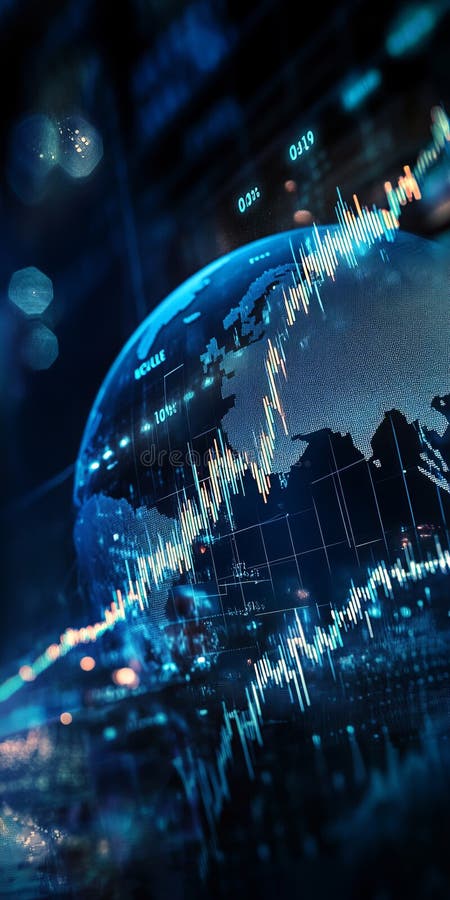 Global Financial Growth Concept with Data Visualization and Earth Stock ...