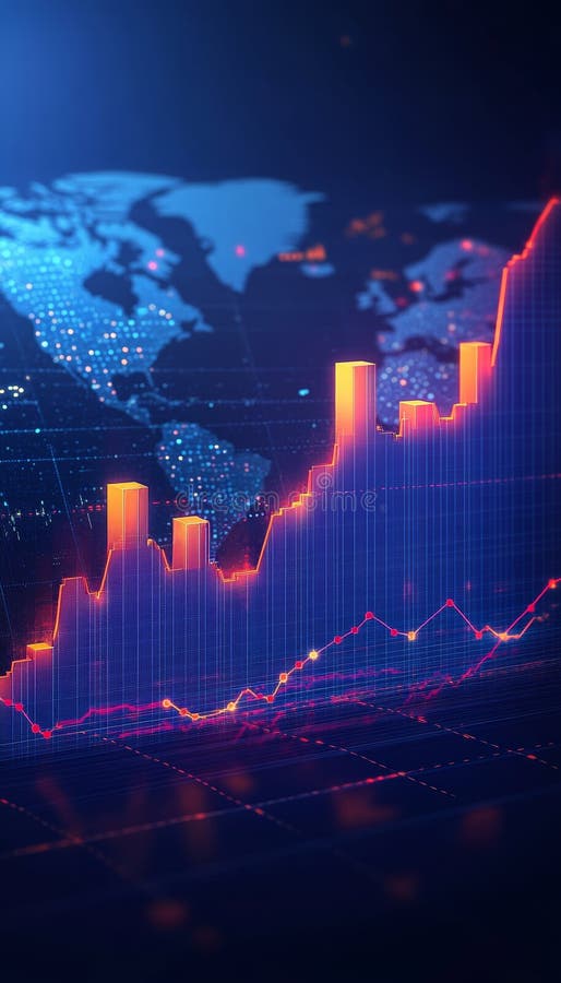 Global Financial Market, Pixel Art World Map with Charts, Candlestick ...