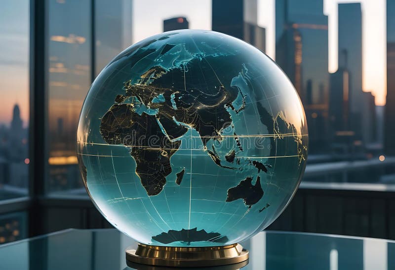 Global Financial Market Concept with Glass Globe in Modern Office ...