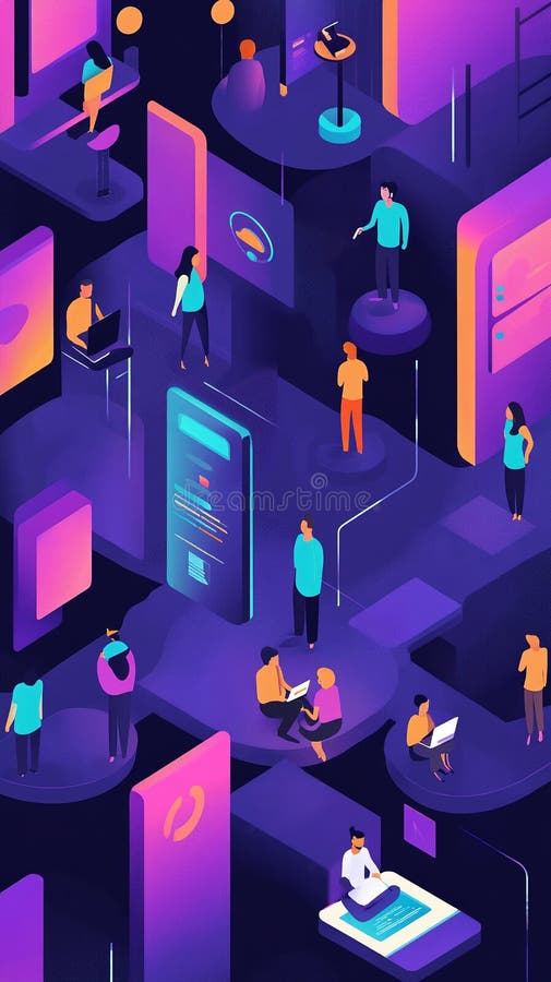 Global Fintech App Visualized As Connecting People in Real-time ...