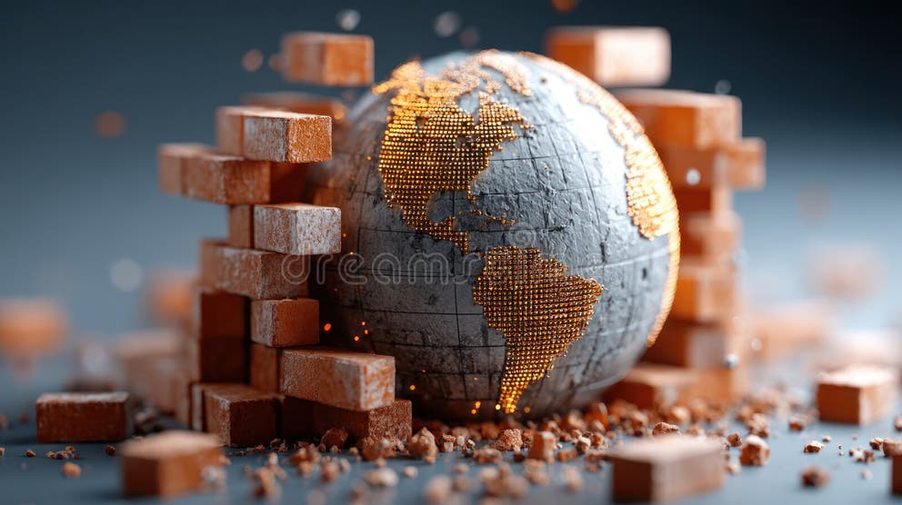 Global Firewall Concept with Brick Wall and Digital Earth Globe Showing ...