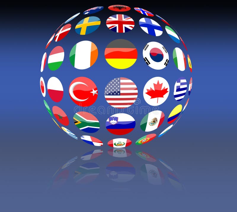 Flags globe stock illustration. Illustration of america - 541425
