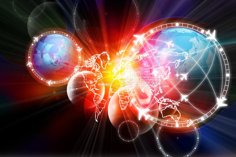 Global flight path network stock illustration. Illustration of ...