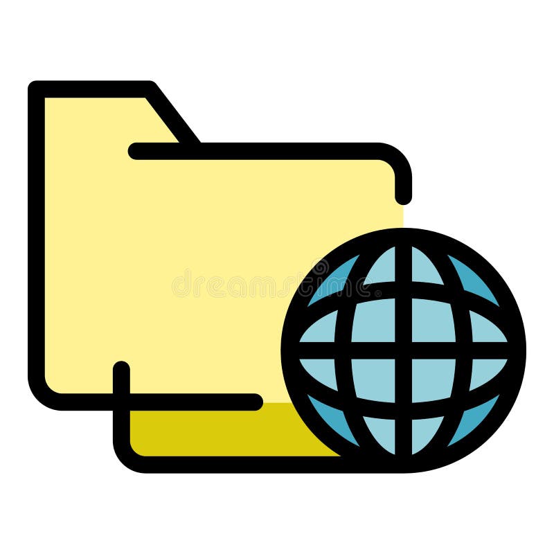 Global Folder Operating System Icon Color Outline Vector Stock ... Global Folder Operating System Icon Color Outline Vector Stock ...
