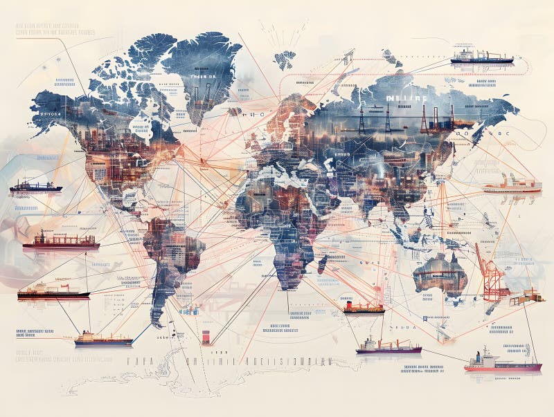 The Global Freight Network a Connected World of Cargo Stock ...
