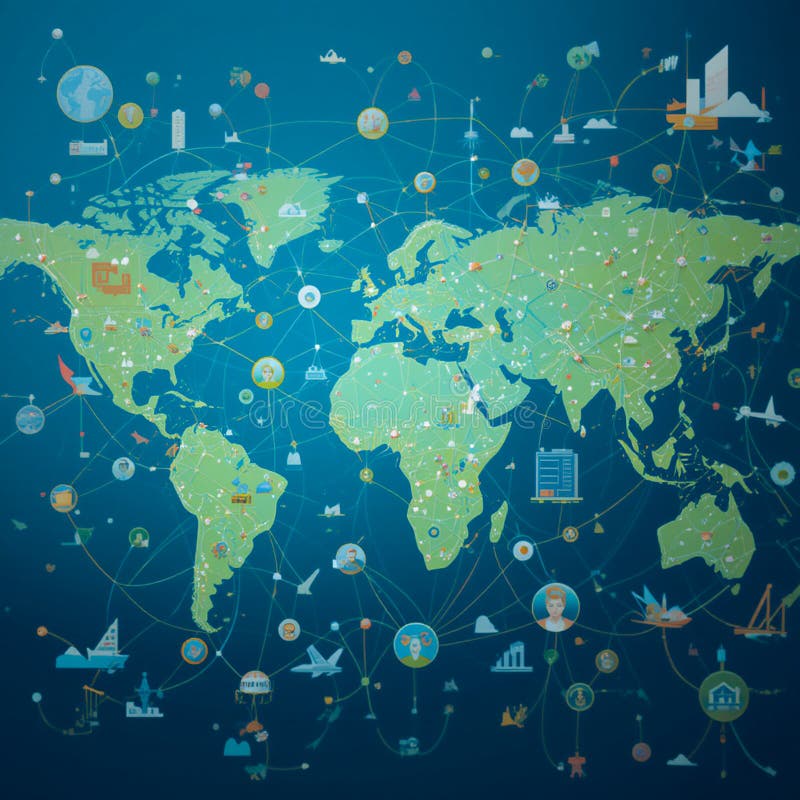 Global Graph of Connections To the Whole World Stock Illustration ...