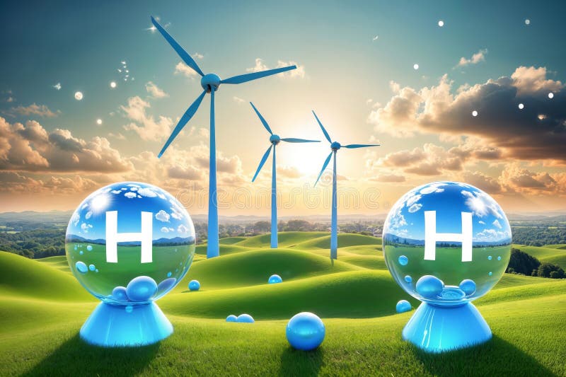 Global Green: Hydrogen-Powered Earth Scene with Renewable Energy ...
