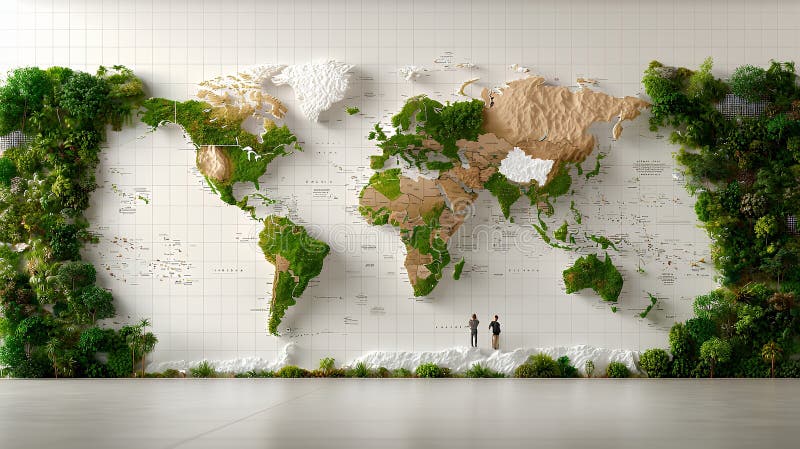 Global greenery world map stock illustration. Illustration of couple ...