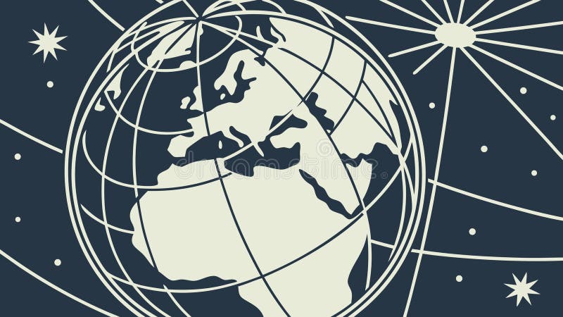 Global Grid Earth Map with Latitude Longitude Lines Illustration, Vector Design Generative AI ...