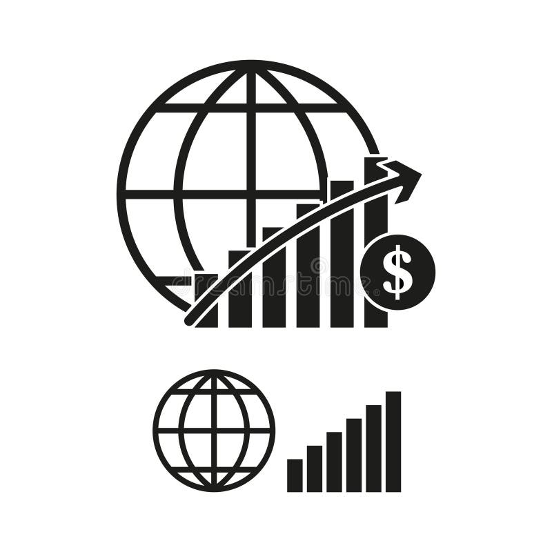 Global Growth Icon. Financial Graph Symbol. Dollar and Globe Image ...
