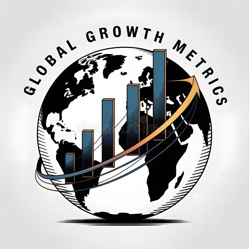 Global Growth Metrics Concept with Rising Bar Graph and Globe ...