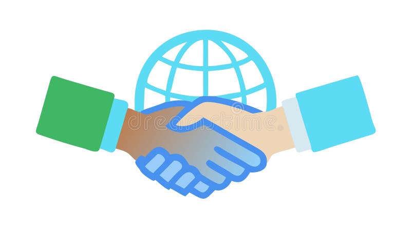 Global Handshake Icon Symbolizing International Partnership, Vector ...
