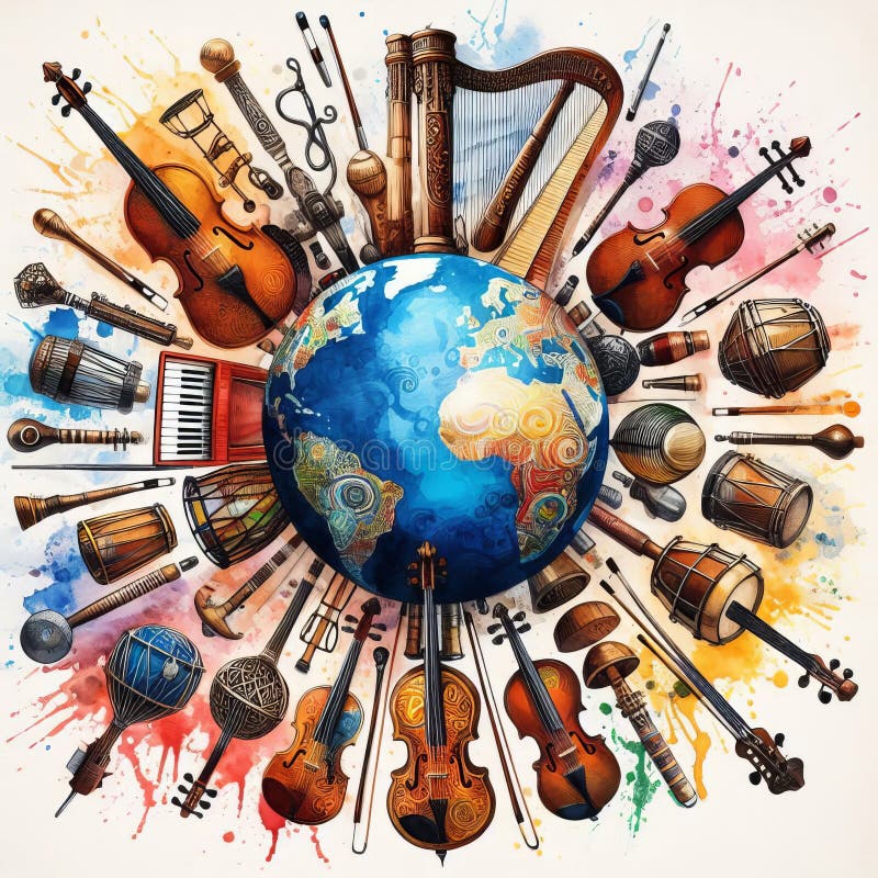 Global Harmony a Photogram of Various Instruments F Th Stock ...