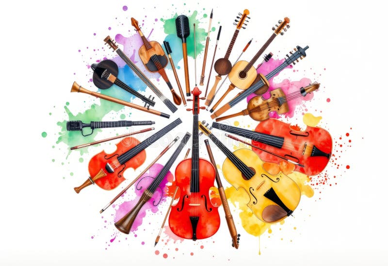 Global Harmony a Photogram of Various Instruments F Th Stock ...