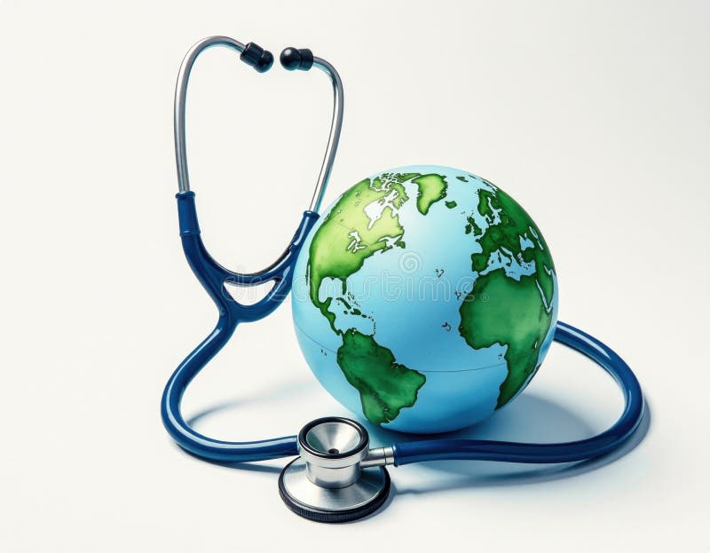 Global Health Checkup Stethoscope and Earth Globe Stock Illustration ...