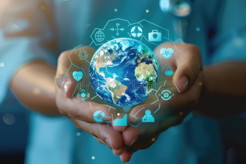 Global Health Collaboration: Hands Holding Globe. Stock Image - Image ...