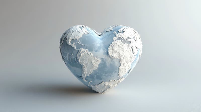 Global Heart Earth World Map Heart Shape Icy Texture Environmental Love ...