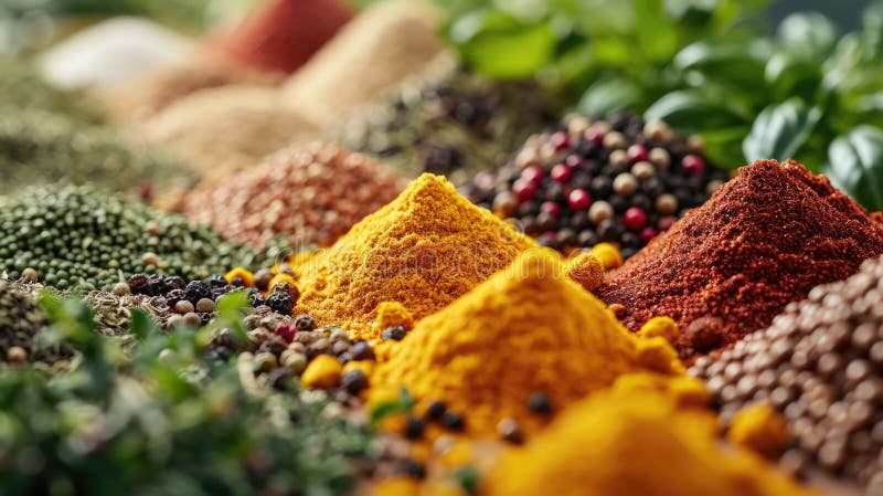 Global Herbs and Spices Evenly Distributed Over the Surface Stock ...