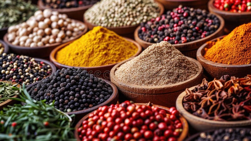 Global Herbs and Spices Evenly Distributed Over the Surface Stock ...