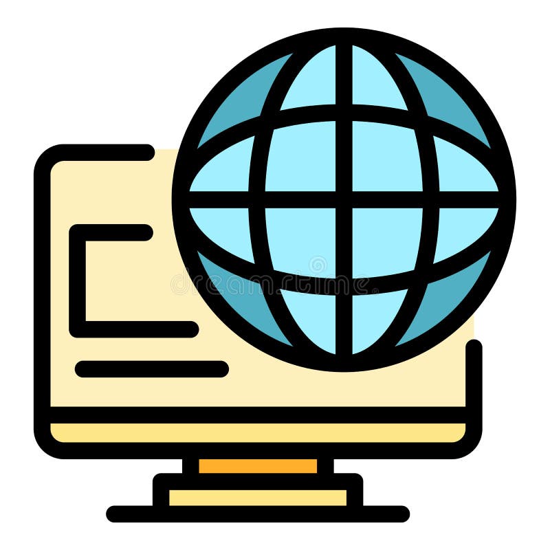 Global Home Office Icon Color Outline Vector Stock Vector ...