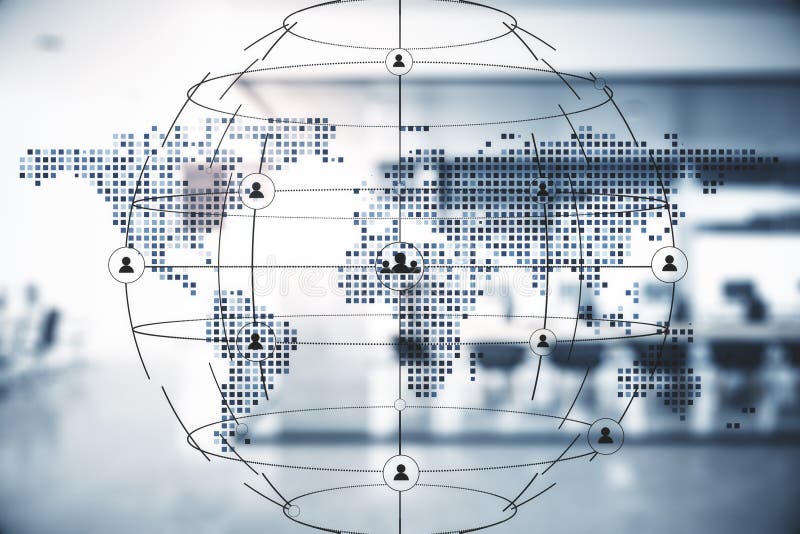 Global Human Resource and World Map Stock Illustration - Illustration ...