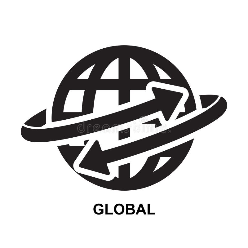 Global Icon. Round Globe with Arrow Isolated on Background Stock Vector ...