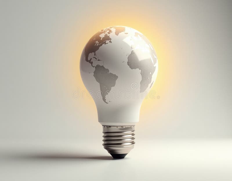 Global Ideas Lightbulb with World Map Stock Illustration - Illustration ...