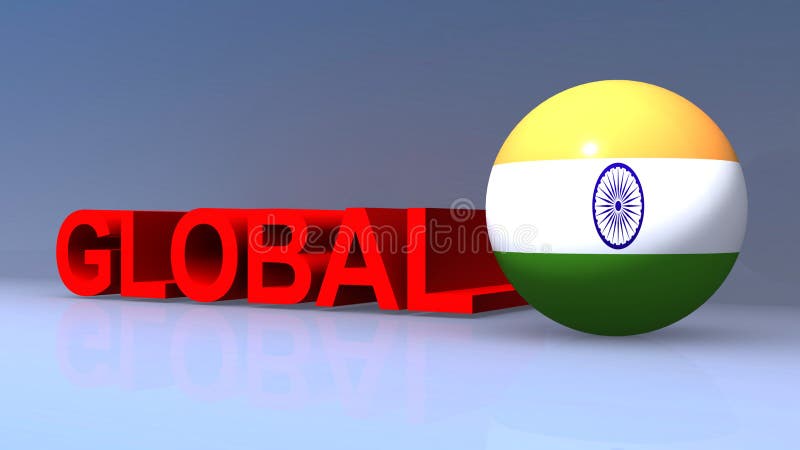 Global with India Flag on Blue Stock Illustration - Illustration of ...