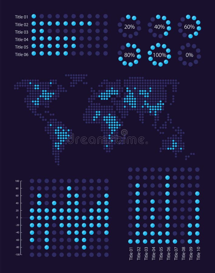 Global Information Collecting Infographic Chart Template Set for Dark ...