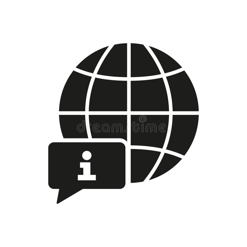 Global Information Silhouette Icon with Globe and Speech Bubble ...