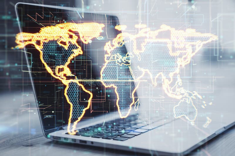 Global Innovation Concept with Digital Technological Hexagon World Map ...