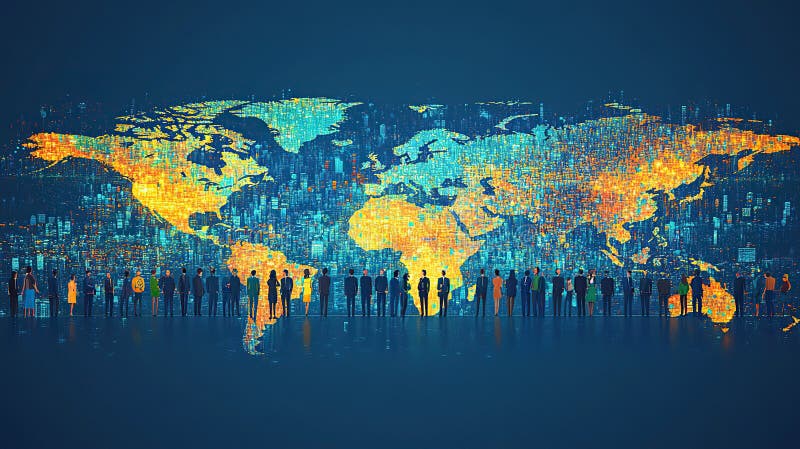 Global Interconnectedness Depicted by a World Map Overlaid with ...