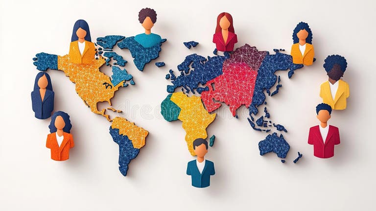 Global Interconnectedness of Diverse People Stock Illustration ...
