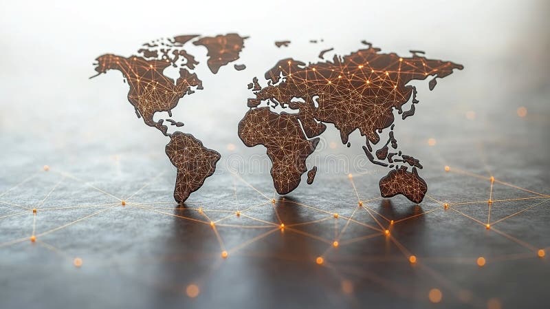 Global Interconnectedness Visualized on a World Map. Network of ...