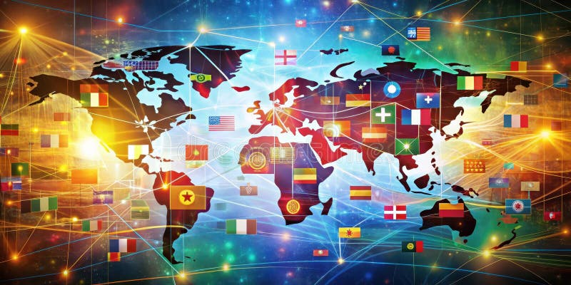 Global Interconnectivity a World Map Displaying International Networks ...