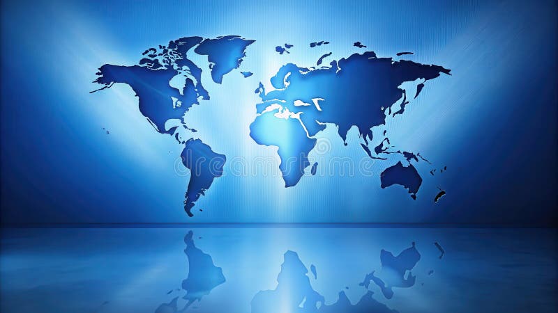 Global Interconnectivity a World Map Reflected in a Polished Surface ...