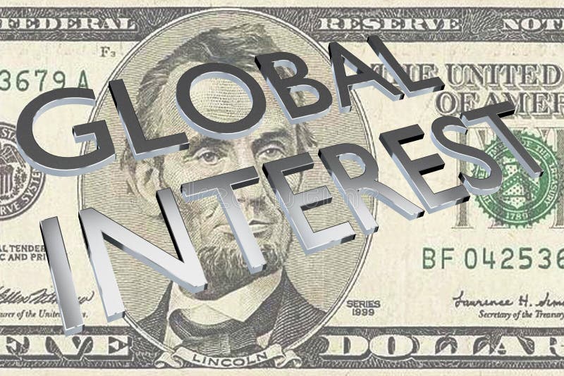 GLOBAL INTEREST concept stock illustration. Illustration of currency ...