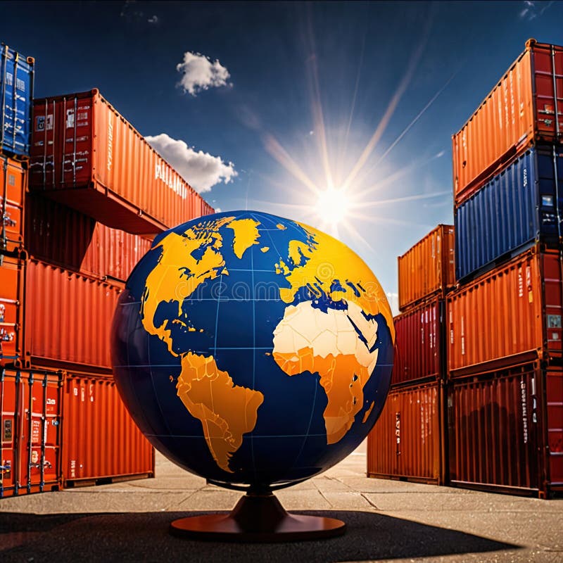 Global International Logistics and Delivery, Shown by Globe Surrounded ...