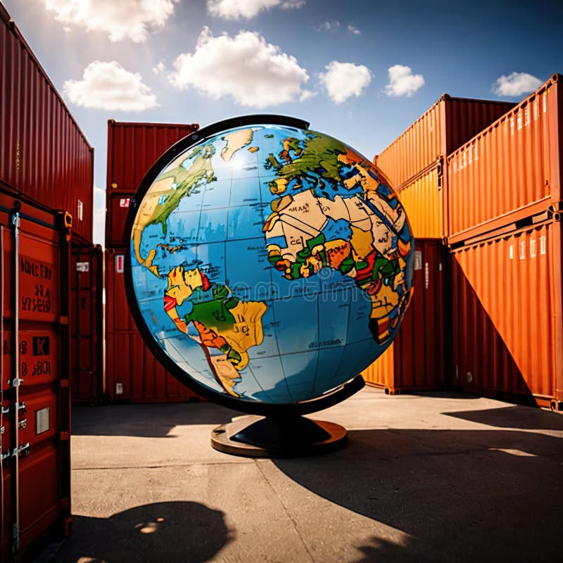 Global International Logistics and Delivery, Shown by Globe Surrounded ...