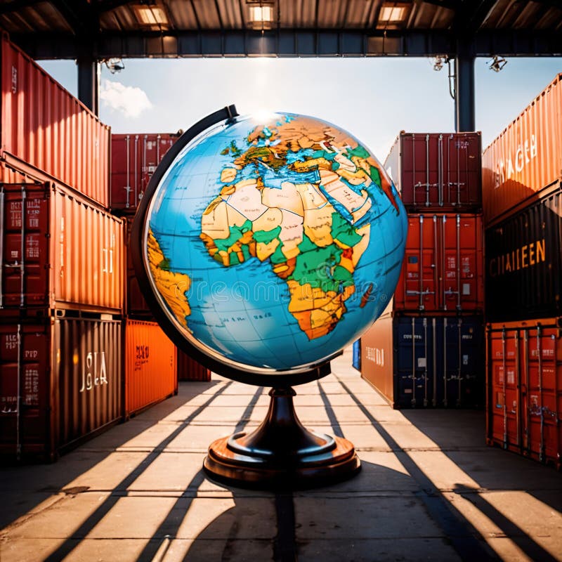 Global International Logistics and Delivery, Shown by Globe Surrounded ...