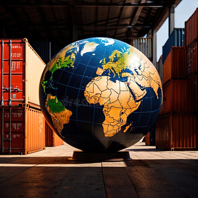 Global International Logistics and Delivery, Shown by Globe Surrounded ...