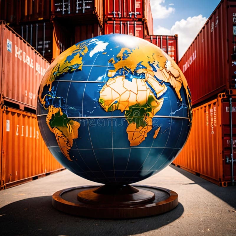 Global International Logistics and Delivery, Shown by Globe Surrounded ...